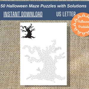 50 Halloween Maze Puzzles for Kids & Teens (printable) - Etsy