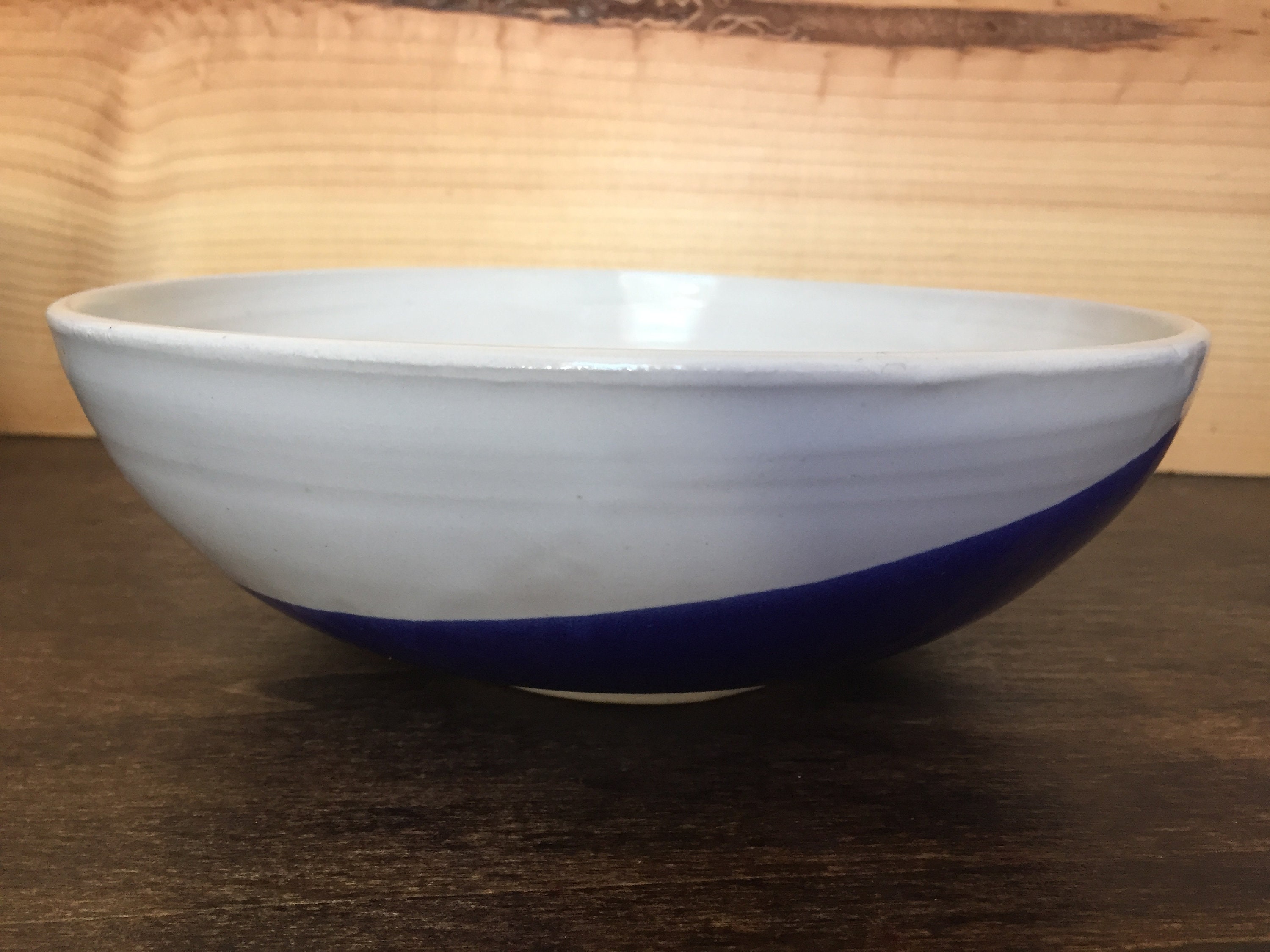 Handmade ceramic pasta bowl white and blue | Etsy