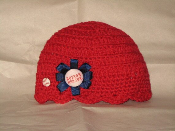 Baby Baseball Hat Boston Red Sox by Dreamy Baby Knits | Etsy