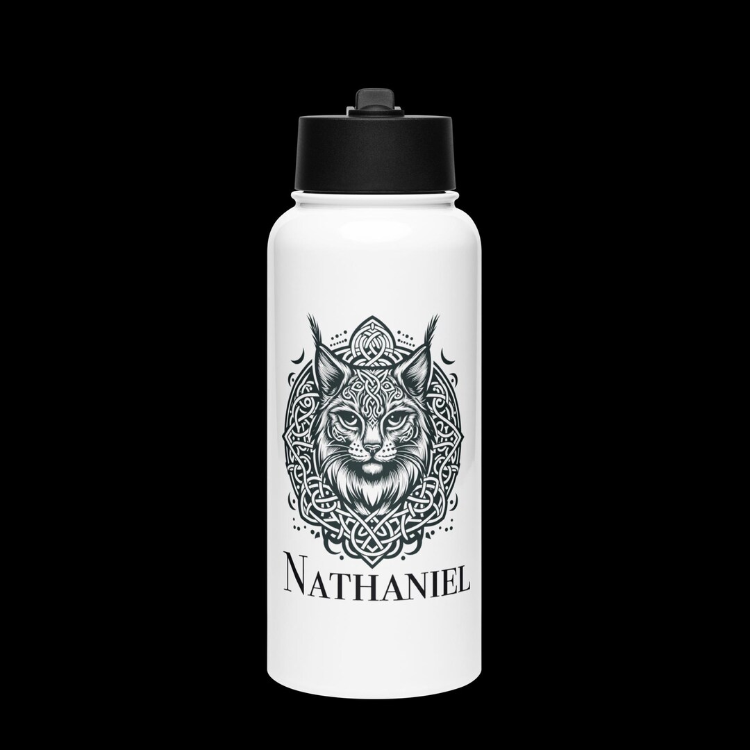 Celtic Lynx 32oz Stainless Steel Water Bottle With Optional ...