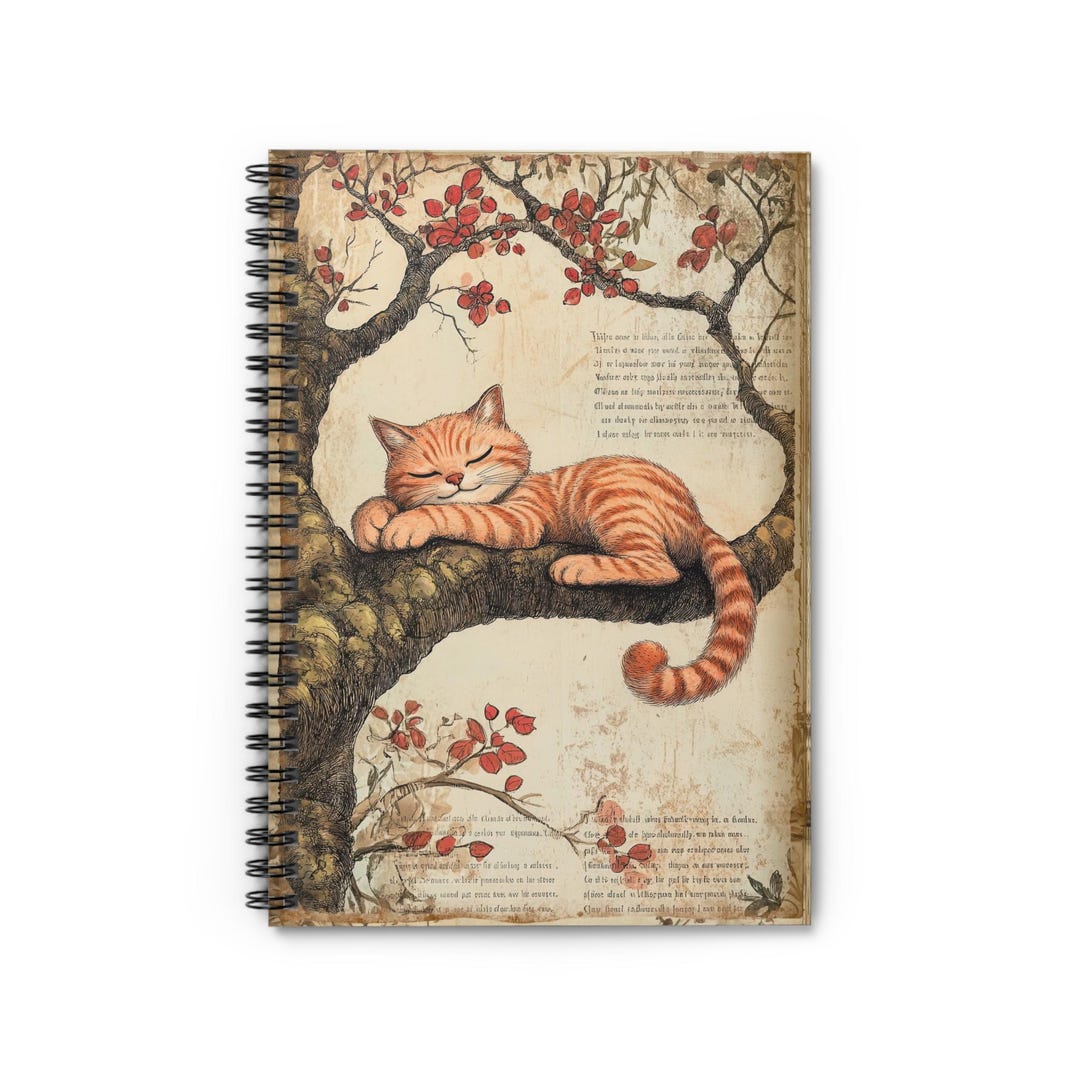 Vintage Style Cheshire Cat Inspired Art Journal - Sketchbook - Notebook ...