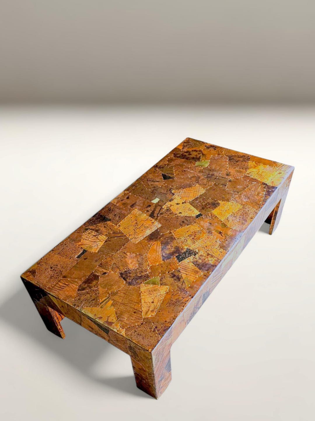Percival Lafer Paul Evans Style Brutalist Copper and Brass Coffee Table ...