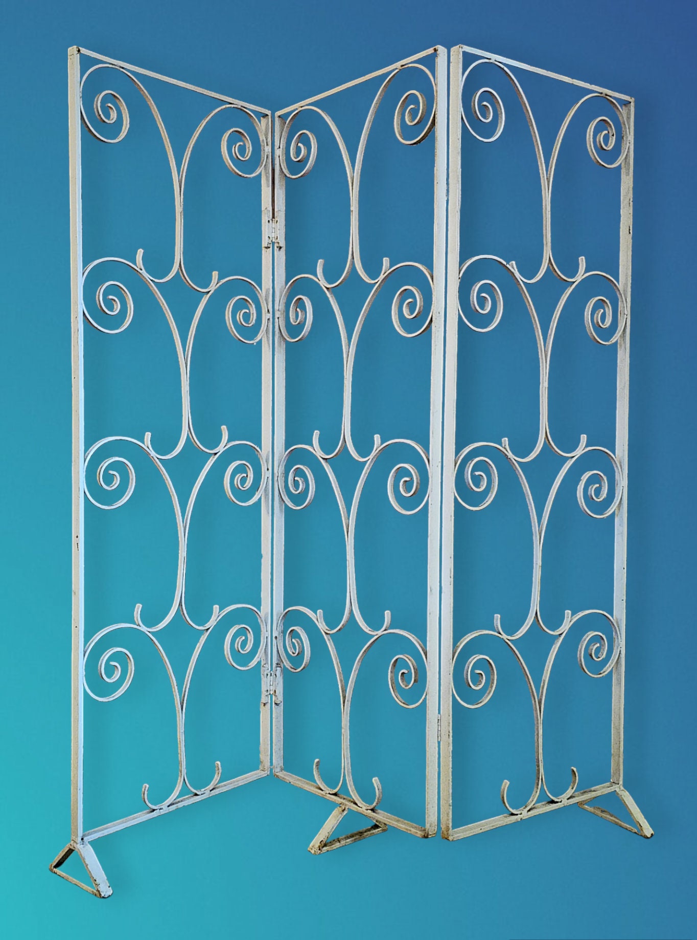 Mid Century Wrought Iron Room Divider Vintage Patio Screen - Etsy