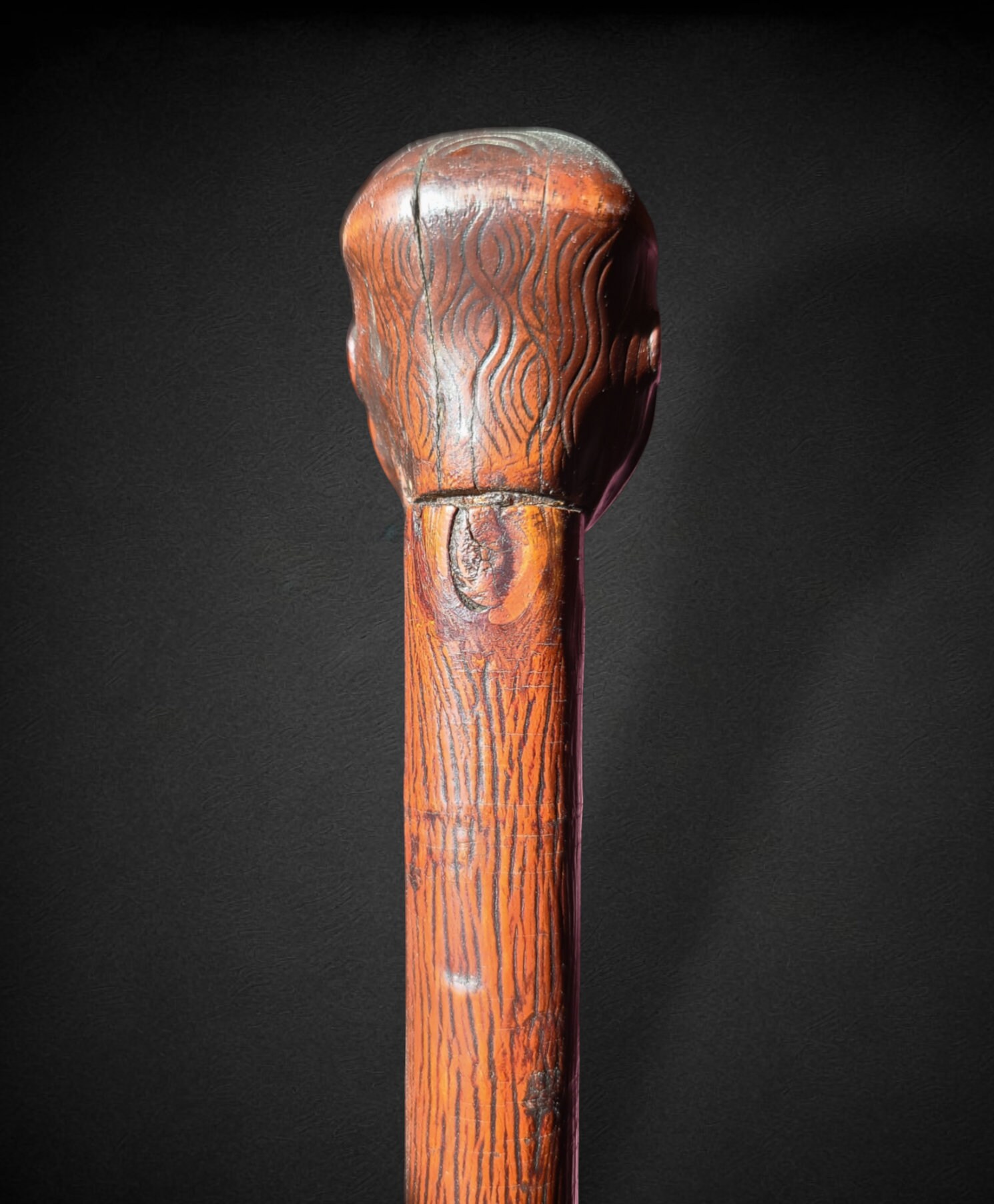 19th Century Carved Folk Art Portrait Cane - Etsy