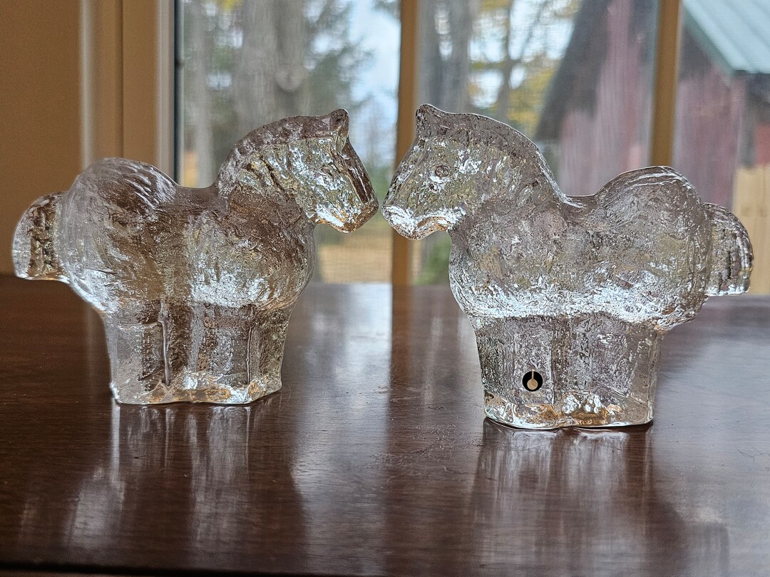 Pair of Vintage Pukeberg Glass Horses by Uno Westerberg Mid Century ...