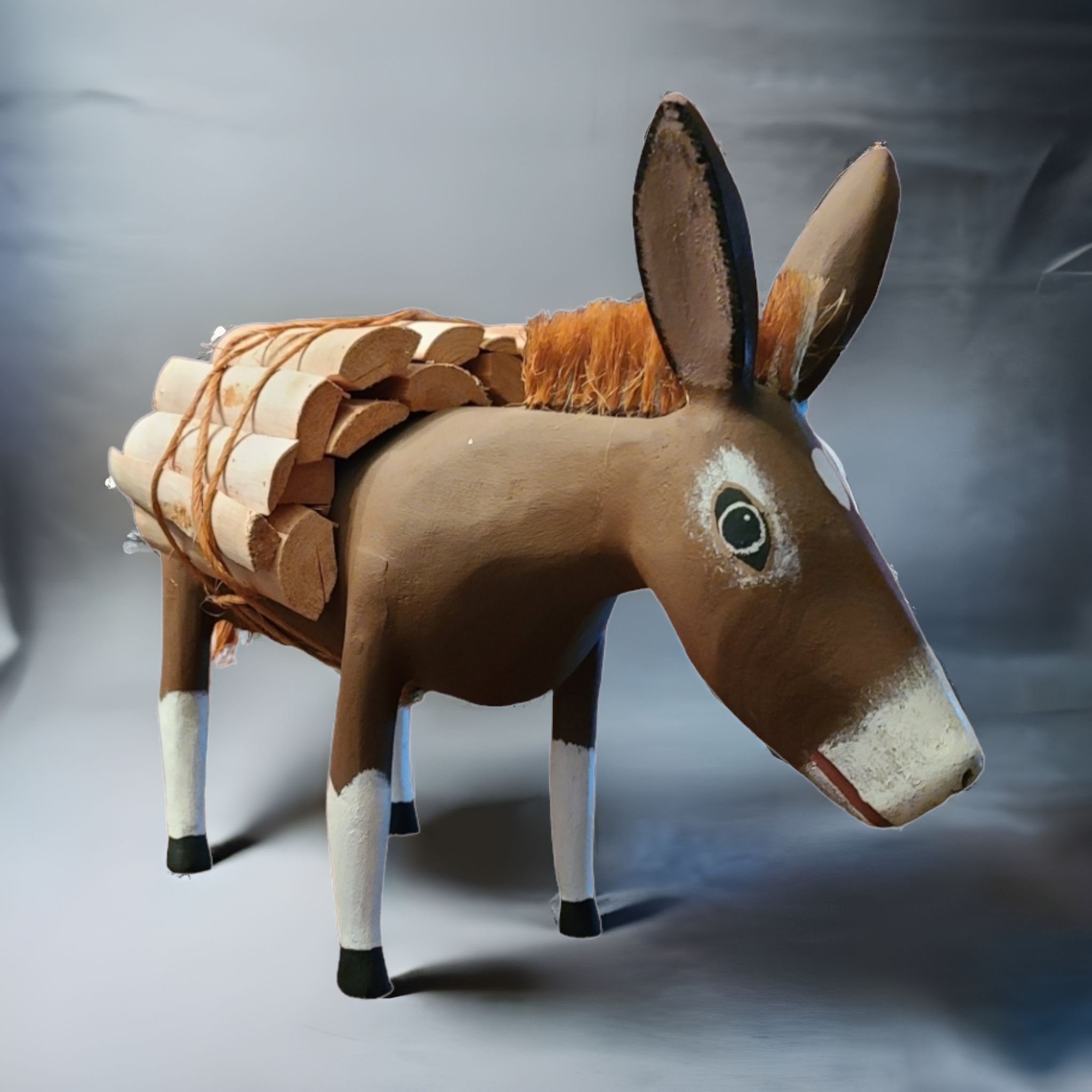 Folk Art Carved Wood Burro by David Alvarez - Etsy