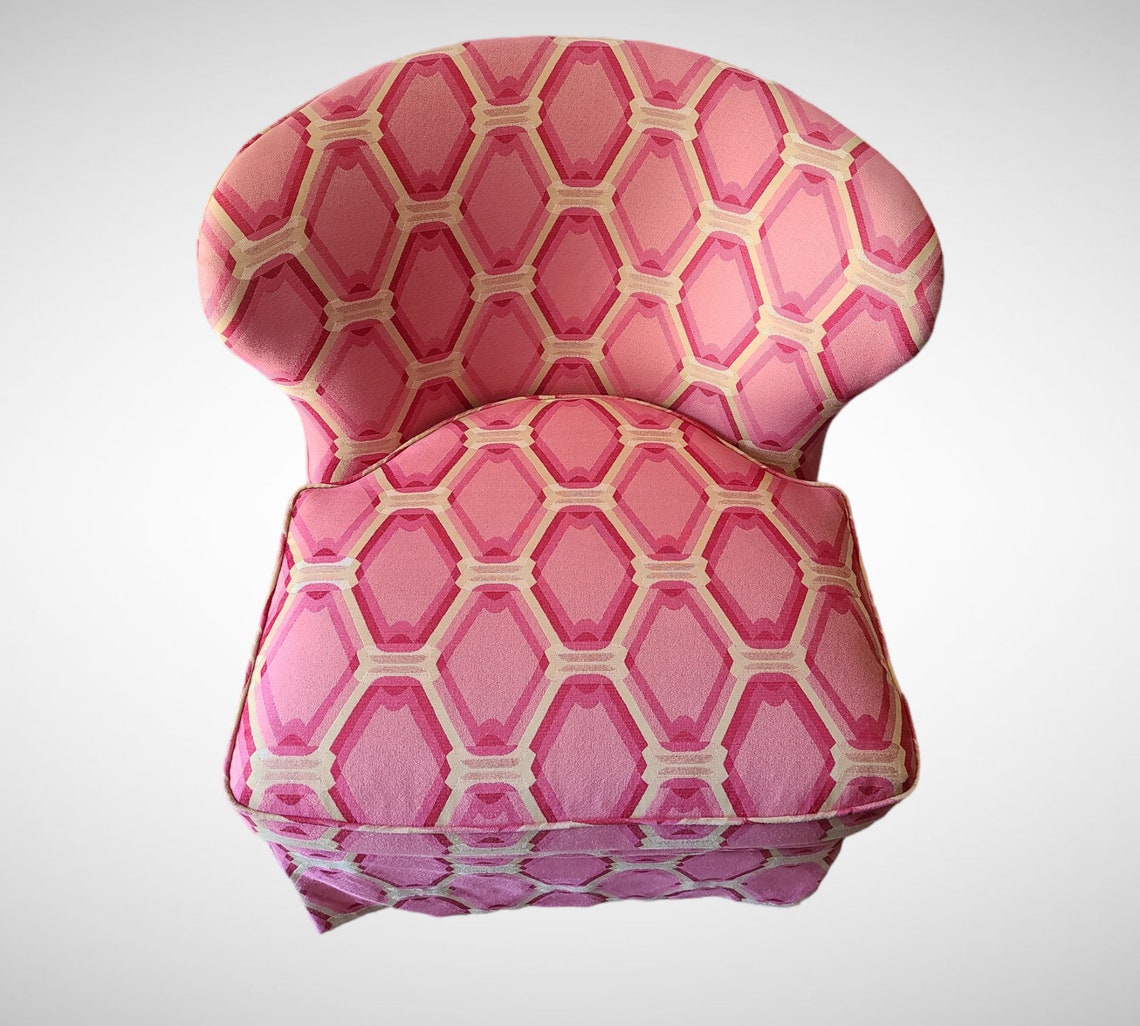 1970s Pink Op-art Upholstered Swivel Chair - Etsy