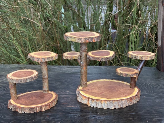Two Large Stands: One Large Elm 6 tiered Wood wooden Rustic Cake ...