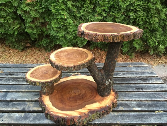 Cascading tiers Stand Wood Rustic Cake Cupcake Stand Wedding party ...