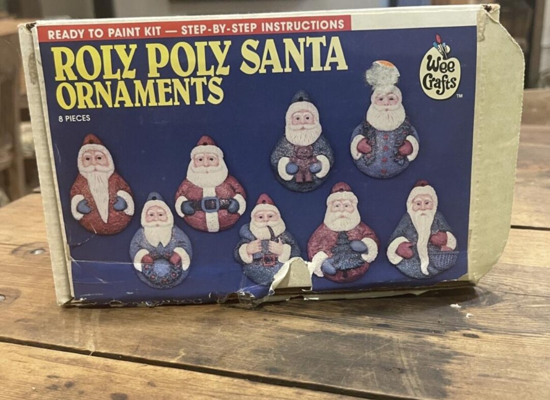 Vintage Wee Crafts Christmas Roly Poly Santa Figures Ceramic Ready to ...
