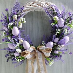 Lavender Easter Wreath, Easter Egg Wreath, Easter Front Door Wreath ...