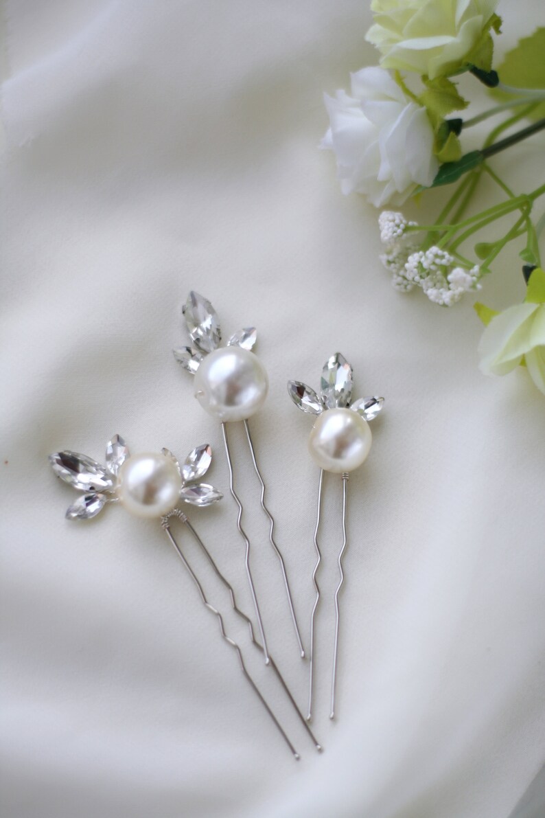 Set of 3 Crystal Hair Pins Bridal Hair Pins Crystal Wedding - Etsy
