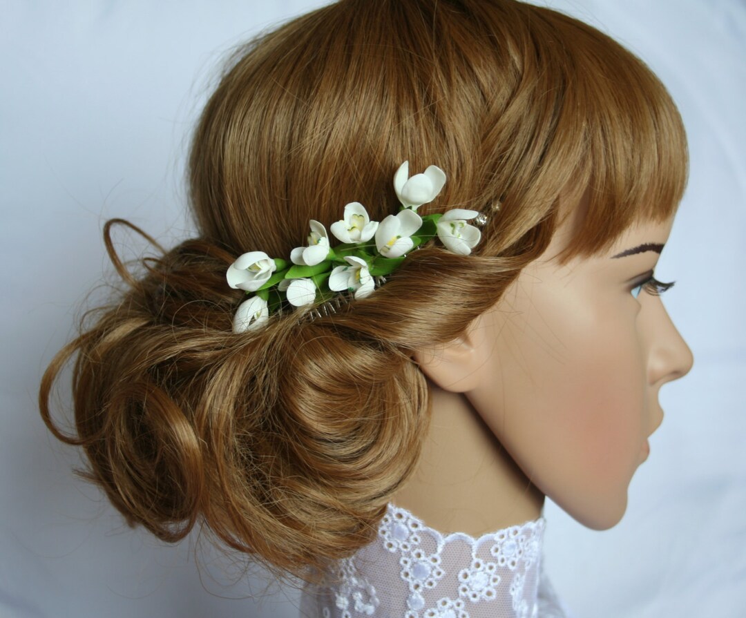 Snowdrop Flower Bridal Hair Comb: Spring Wedding Accessory - Etsy