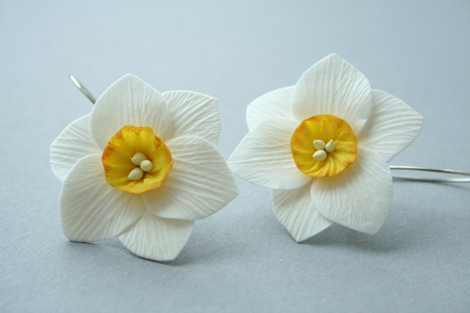 White Daffodil Earrings Spring Flower Earrings Wedding - Etsy