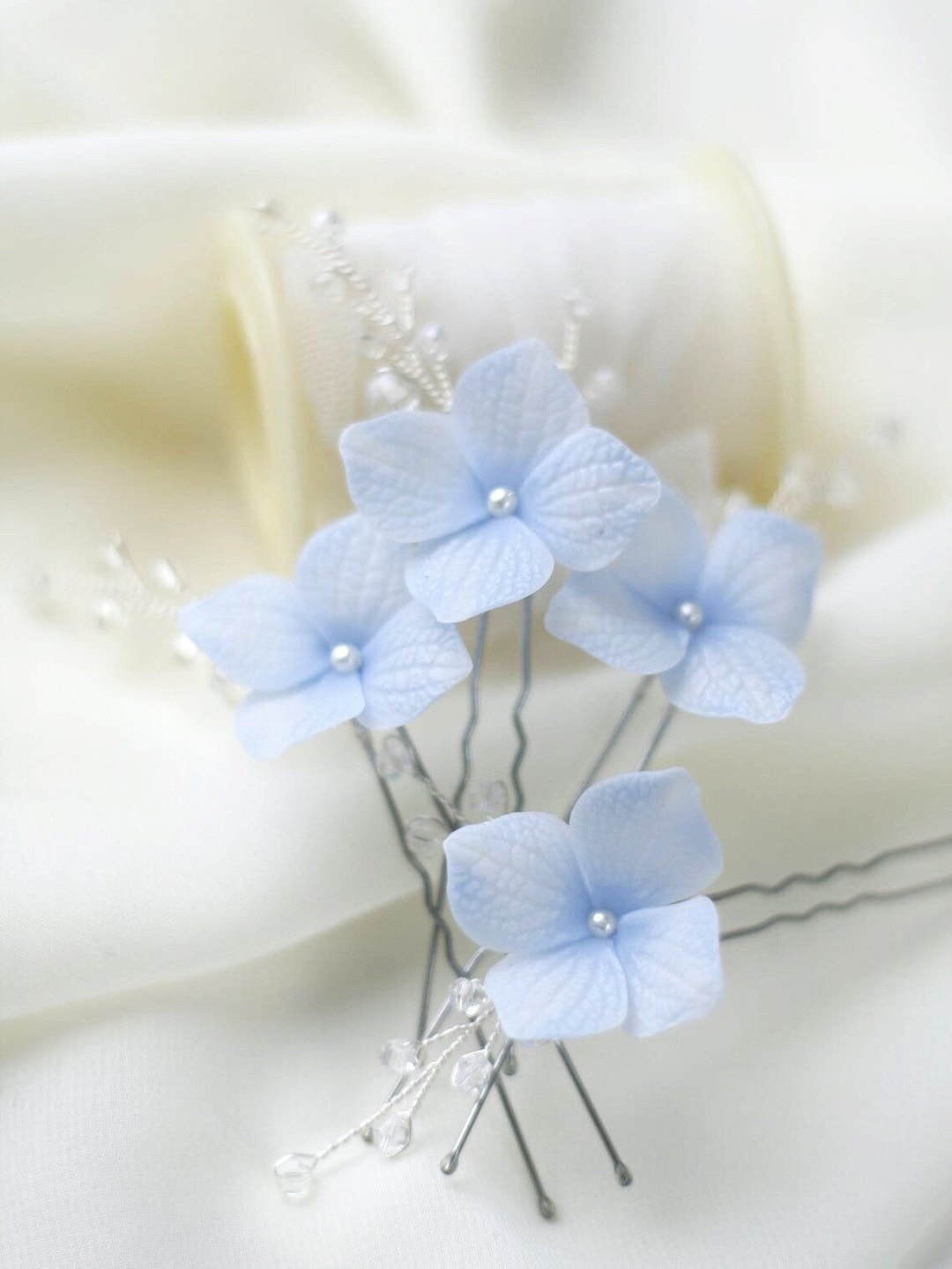 1 Pcs Something Blue Hair Pins, Blue Hydrangea Flower Hair Pins, Flower ...