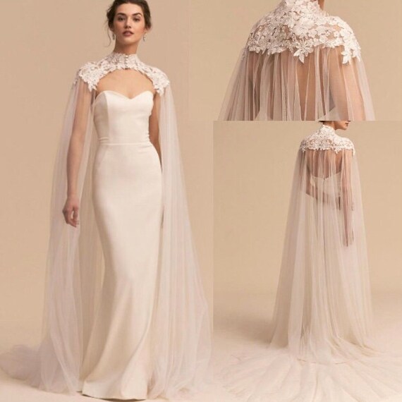 Lace Tulle Bridal Cape Wedding Cape Veil Cape Bridal Cover up - Etsy