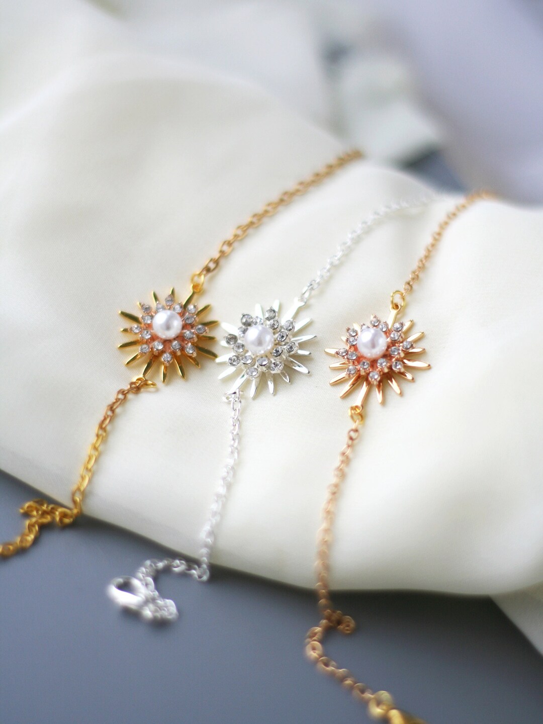 Celestial Bracelet, Star Bracelet, Wedding Bracelet Pearl Gold, Bridal ...