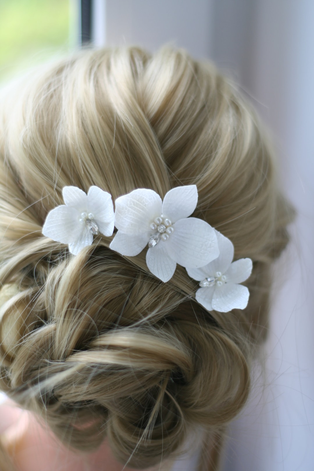 3 White Orchid Hair Pins, Flower Bridal Hair Pins Pearl, Flower Wedding ...