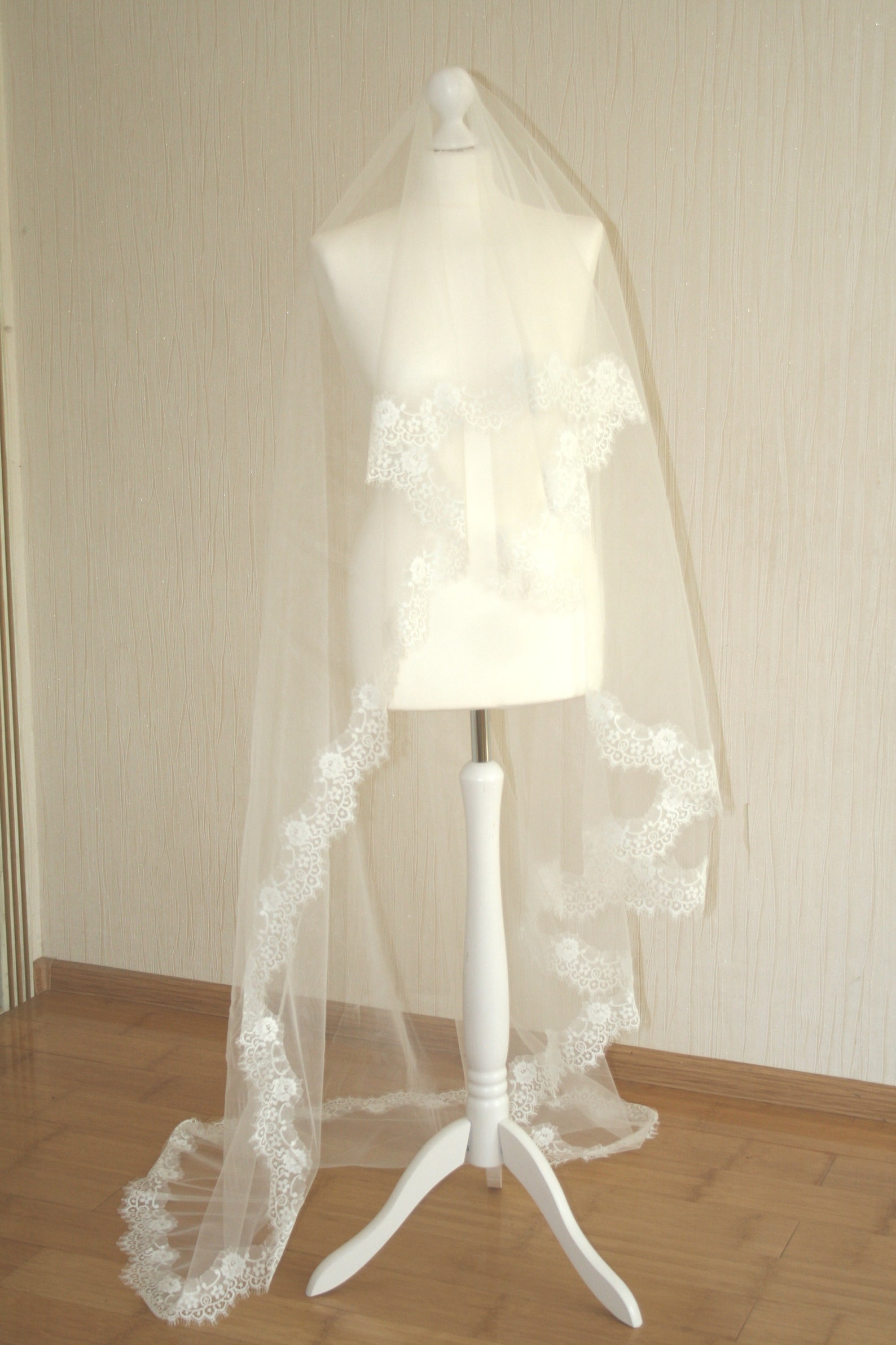 French Lace Veil Wedding Veil Lace Bridal Veil Ivory - Etsy