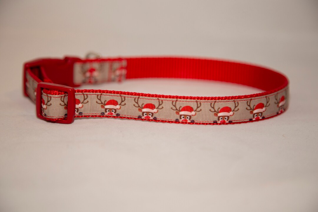 Red Peeking Reindeer Dog Collar 3/4 2 Sizes to Choose From - Etsy