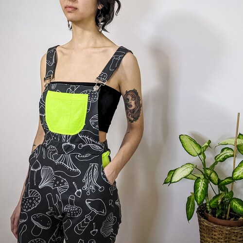 Made-to-order Colourful Mushroom Print Overalls | Etsy
