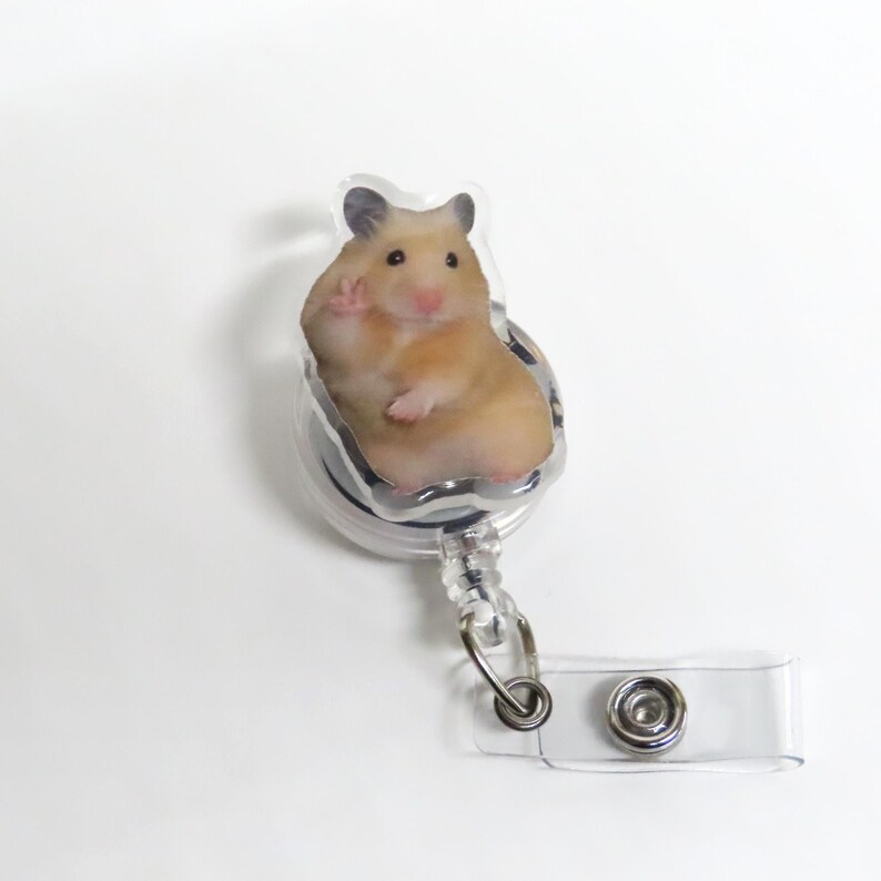 Hamster Badge Reel, Funny Meme ID Badge, Cute Name Tag, Retractable ID ...