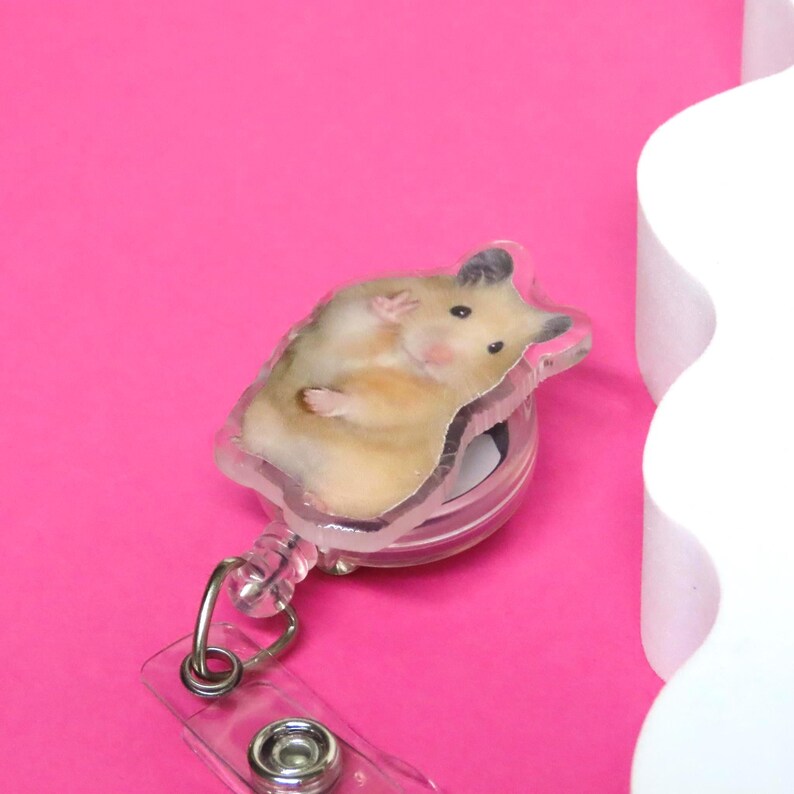 Hamster Badge Reel, Funny Meme ID Badge, Cute Name Tag, Retractable ID ...