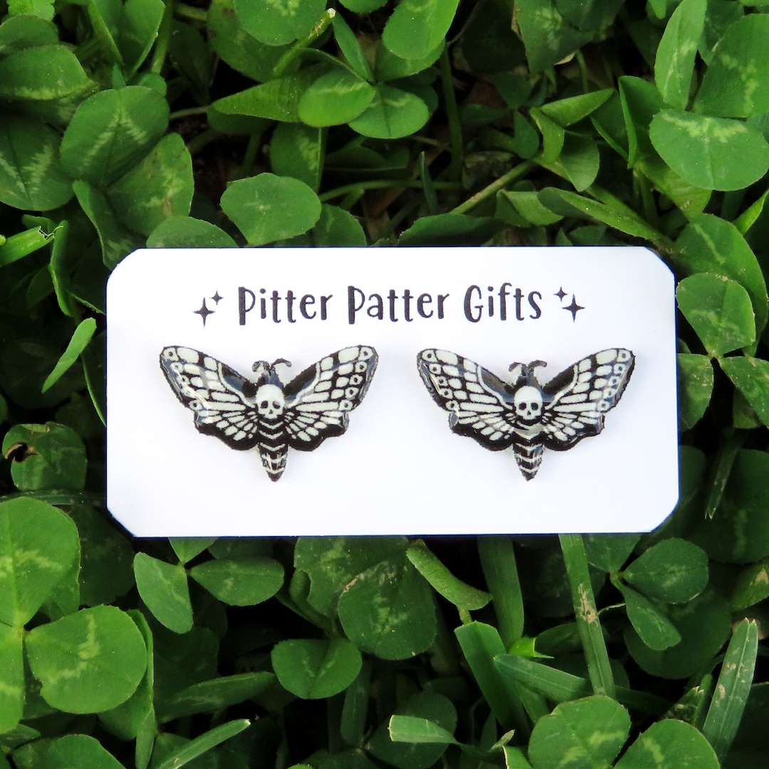 Death's Head Moth Earrings, Weirdcore, Witchy Earrings, Goth Style ...