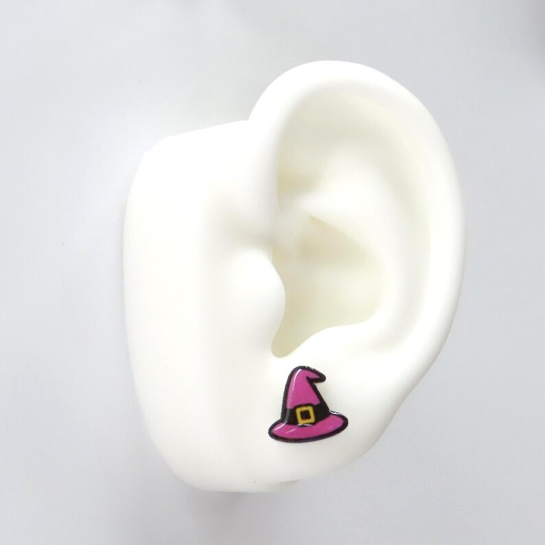 Witch Hat & Cauldron Earrings • Halloween Studs • Fall Jewelry • Witch ...