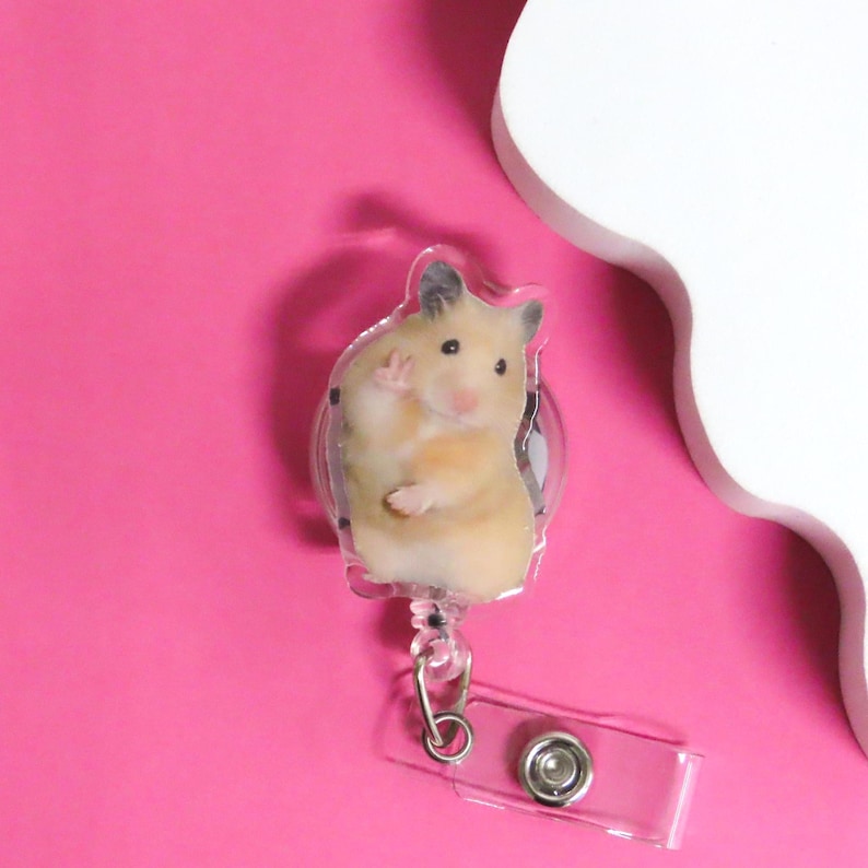 Hamster Badge Reel, Funny Meme ID Badge, Cute Name Tag, Retractable ID ...