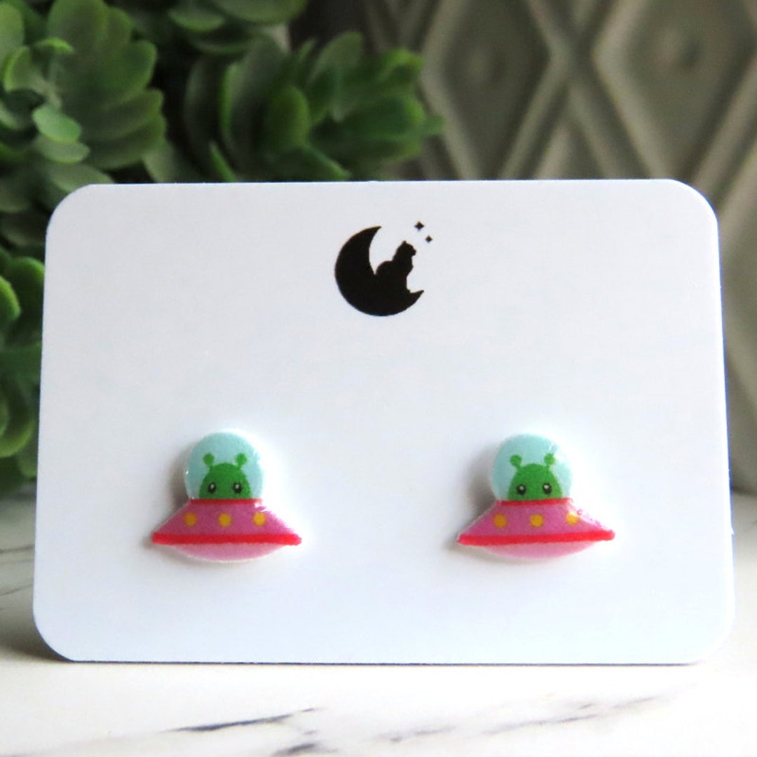 UFO Alien Earrings Studs, Titanium Earrings - Etsy