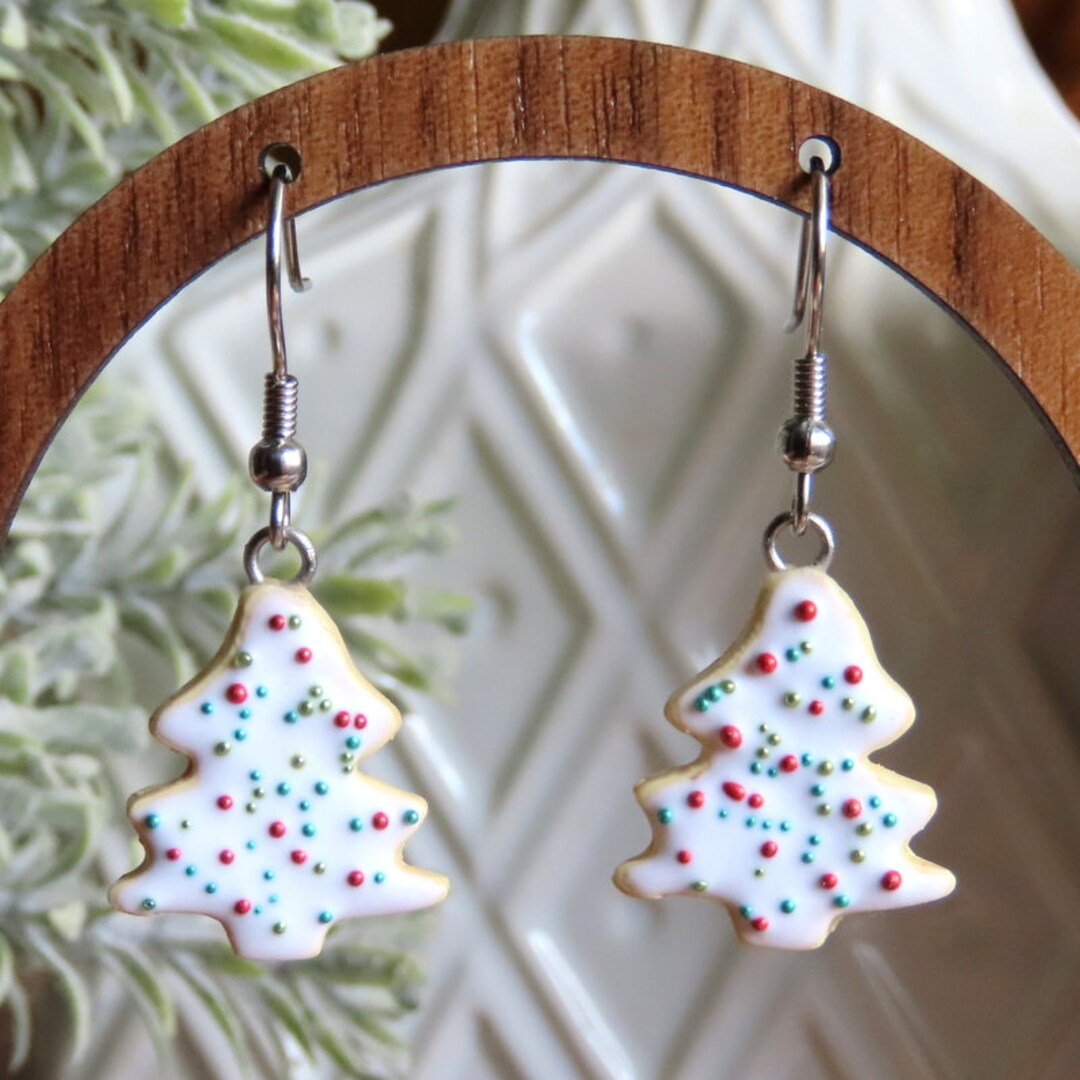 Christmas Dangle Earrings, Christmas Cookie Dangles, Christmas Tree ...