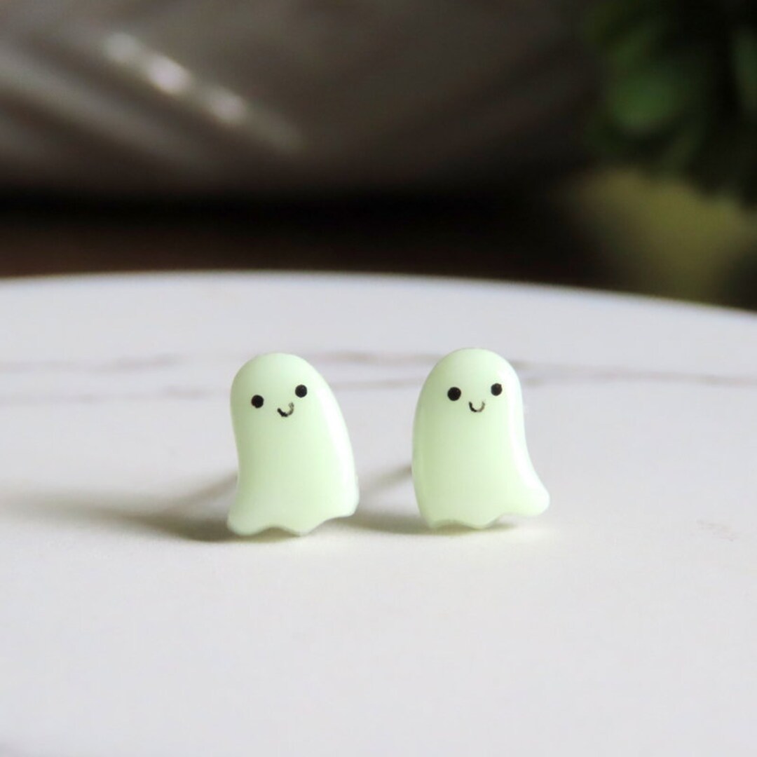 MICRO TINY Ghost Earrings, Glow in the Dark Ghosts, Spooky, Halloween ...