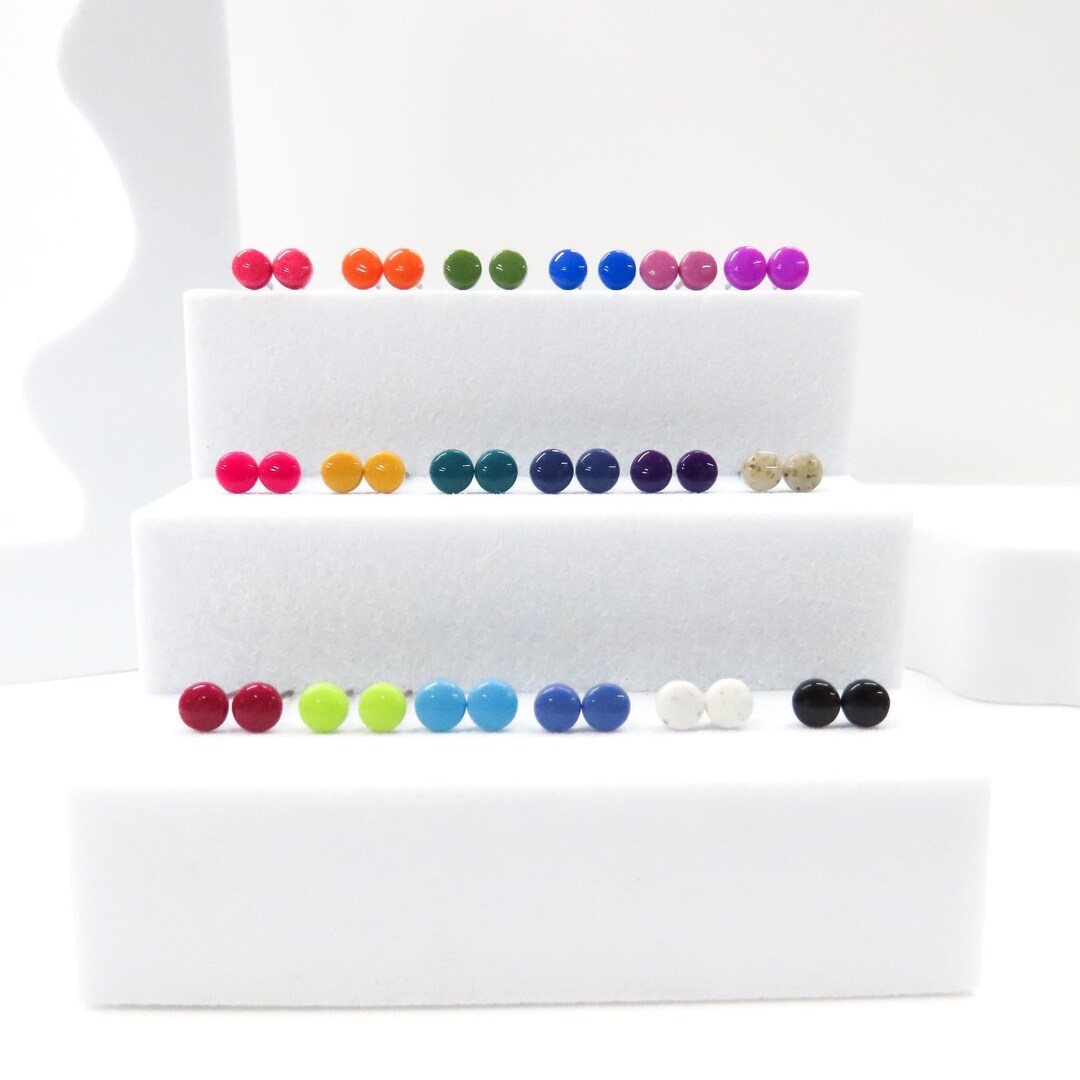 Tiny Dot Earrings, 5mm, Round Earrings Studs, Simple Circle Studs, Tiny Circle Studs, Titanium ...