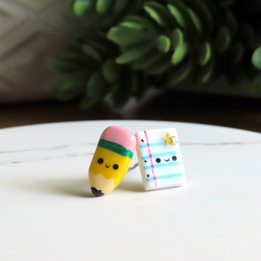 Pencil and Paper Earrings Back to School Earrings Teacher - Etsy