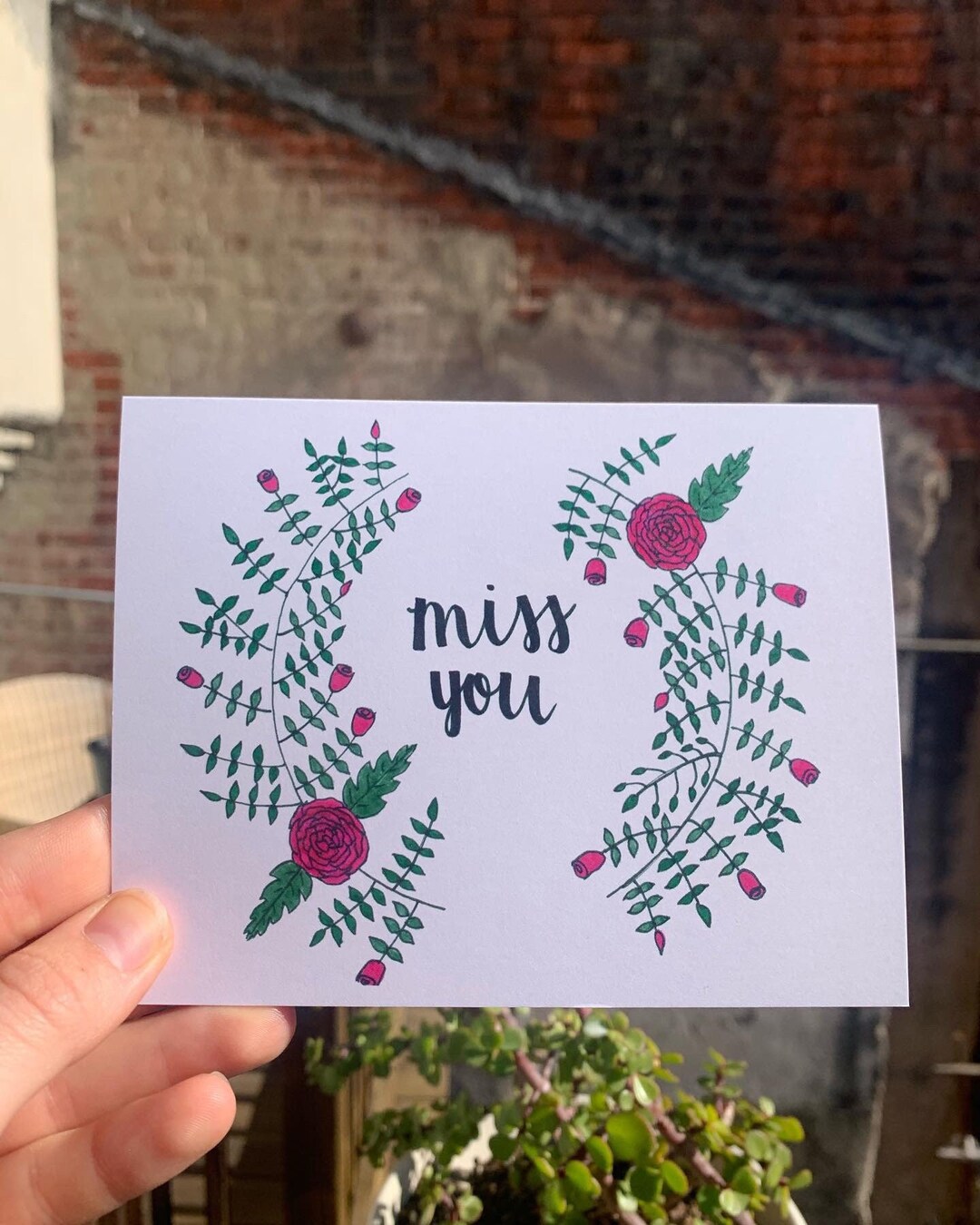 Handmade I Miss You Card, Miss You Card Pack, Flower Wreath Card ...