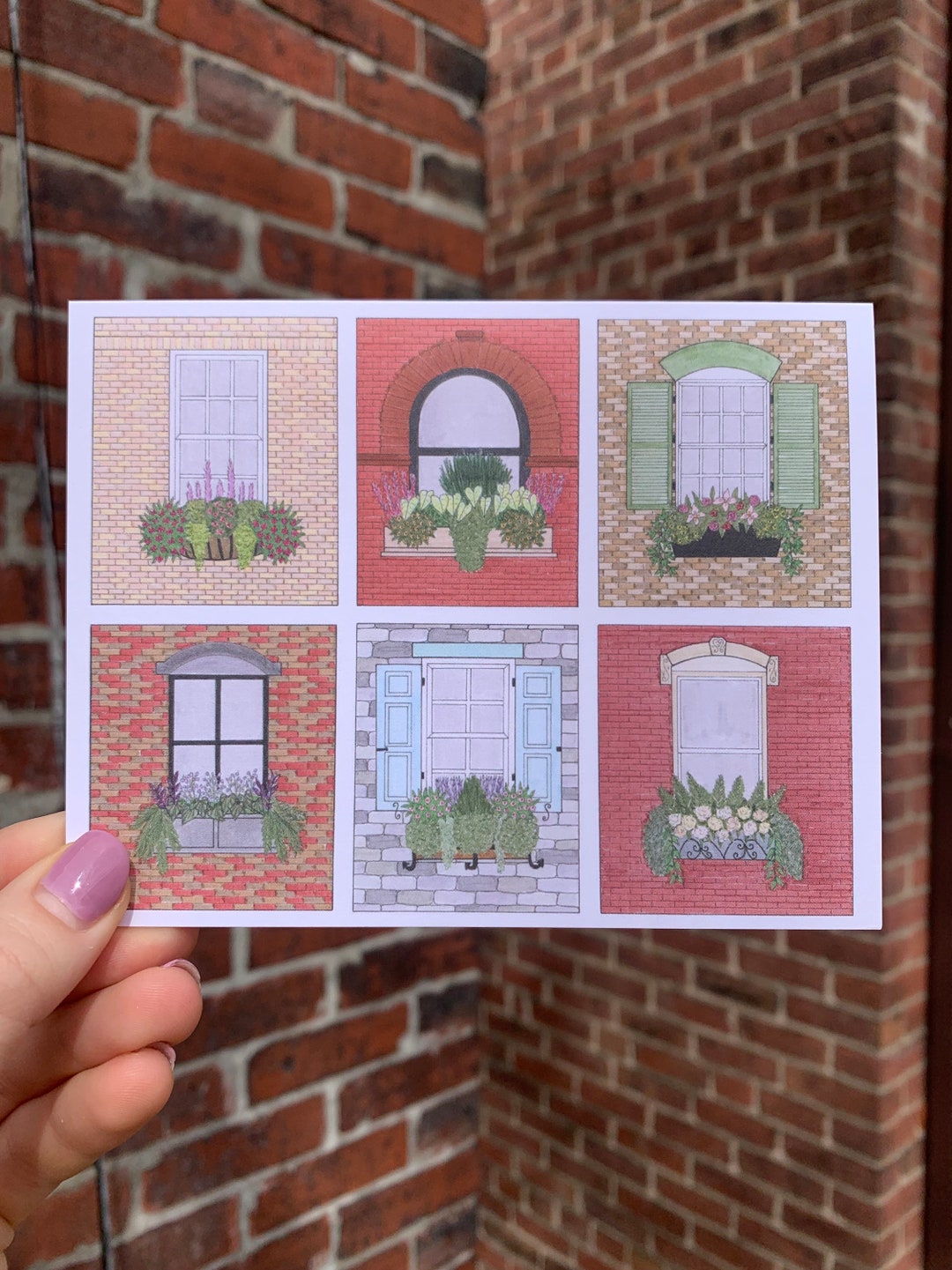 Flower Window Box Card Set, Flower Greeting Cards, Botanical Notecards ...