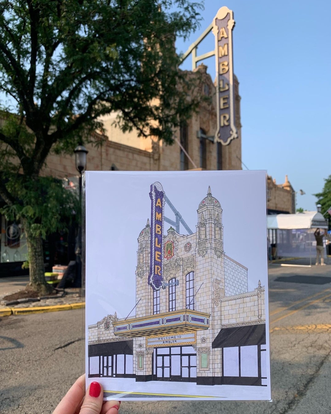 Ambler Theater Drawing, 8x10 Ambler Theater Print, Ambler Pennsylvania ...