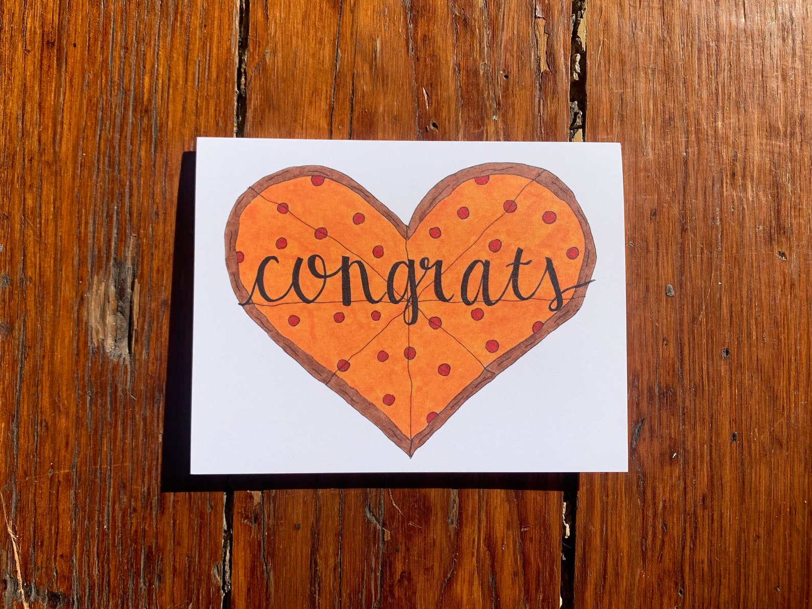 Handmade Congratulations Card, Congrats Card Pack, Pizza Heart Congrats ...
