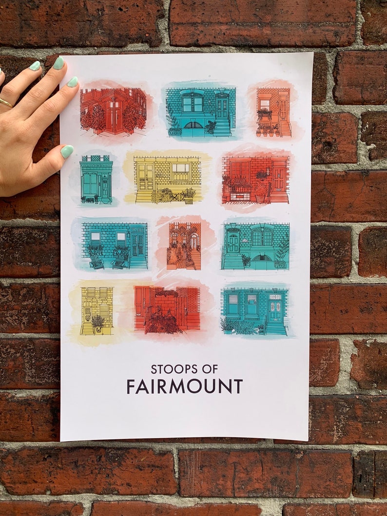Stoops of Fairmount 11x17 Poster, Fairmount Philadelphia Illustrated ...
