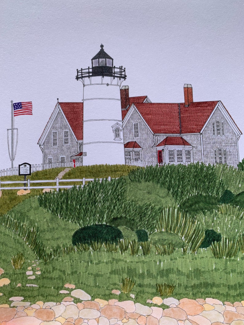 Nobska Lighthouse Cape Cod Art Print Cape Cod Lighthouse - Etsy