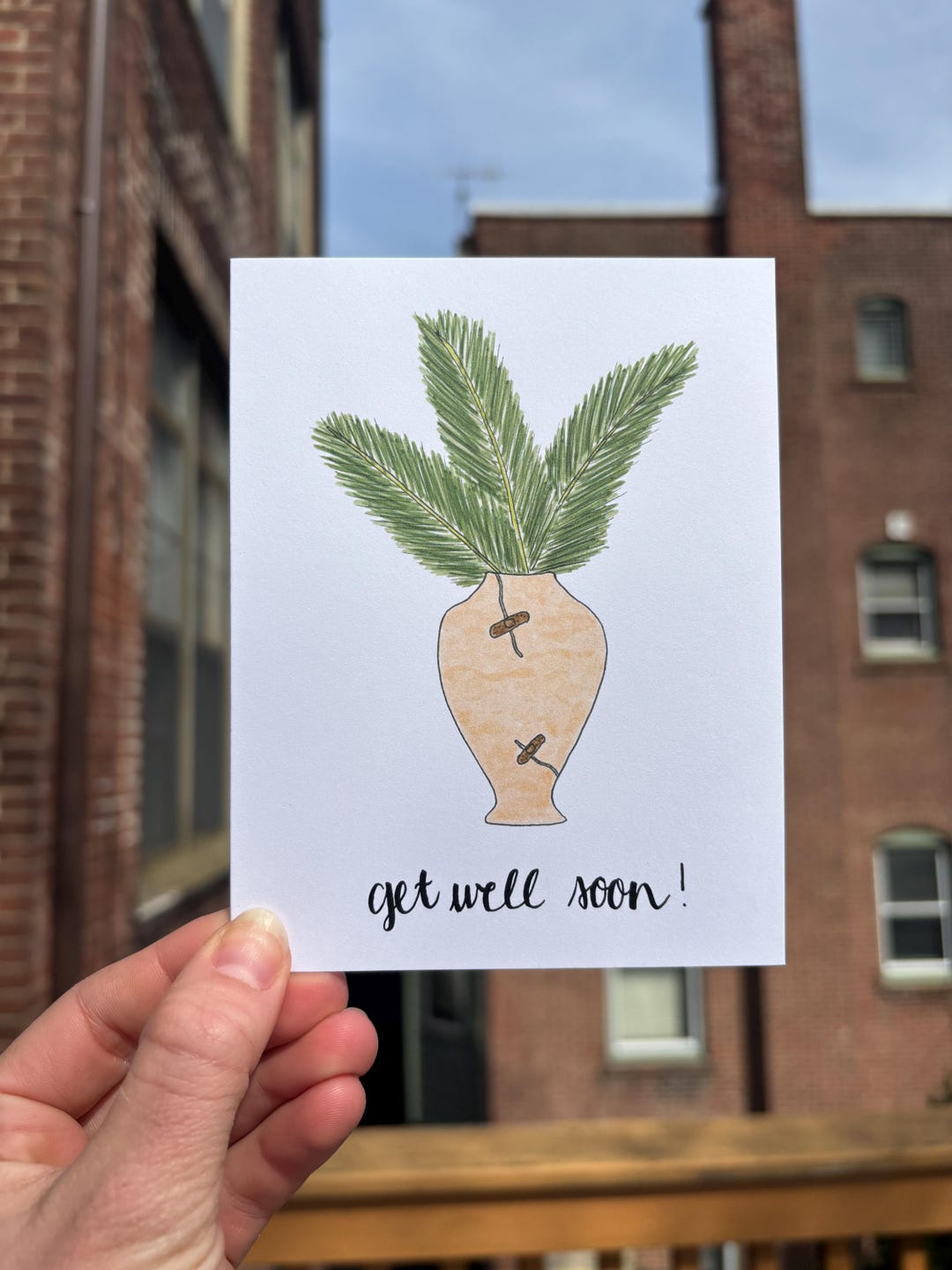 Handmade Get Well Soon Card, Sympathy Card, Get Well Card, Houseplant ...