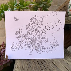 Europe Travel Map Print Handmade Map Print Europe Map | Etsy