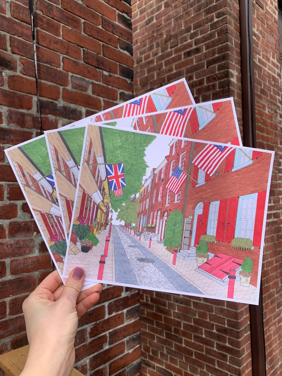 Elfreth's Alley 8x10 Art Print, Historic Elfreth's Alley Drawing, Old ...