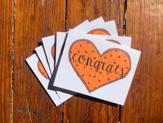 Handmade Congratulations Card Congrats Card Pack Pizza Heart - Etsy