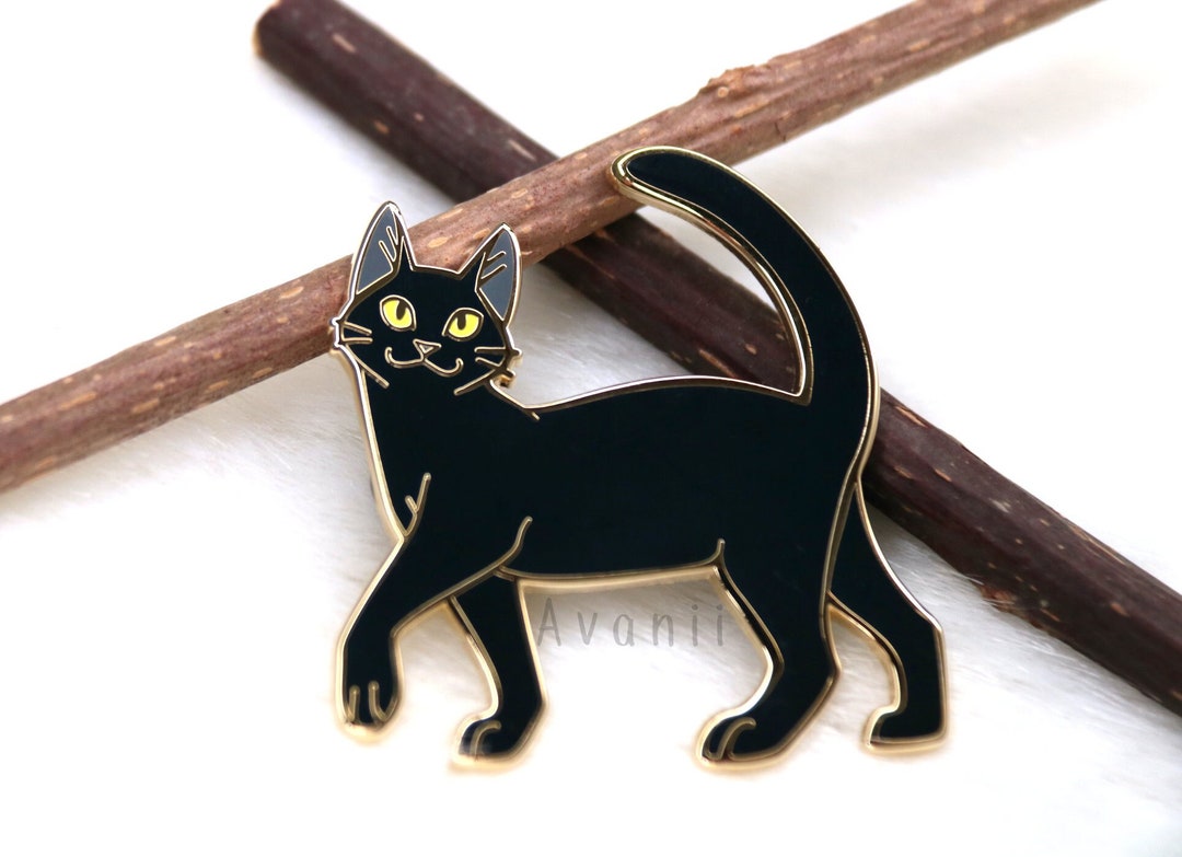 Black Cat Felicity - Hard Enamel Pin - Feline - Halloween - Lapel Pin ...