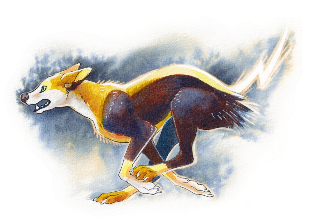 Lightning Dog Small Art Print A5 Size 148 X 210mm 5.8 X - Etsy UK