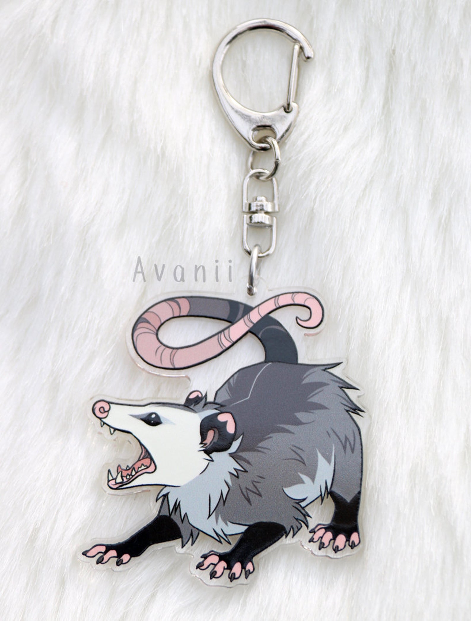 Screaming Possum Acrylic Charm - Virginia Opossum - Marsupial ...