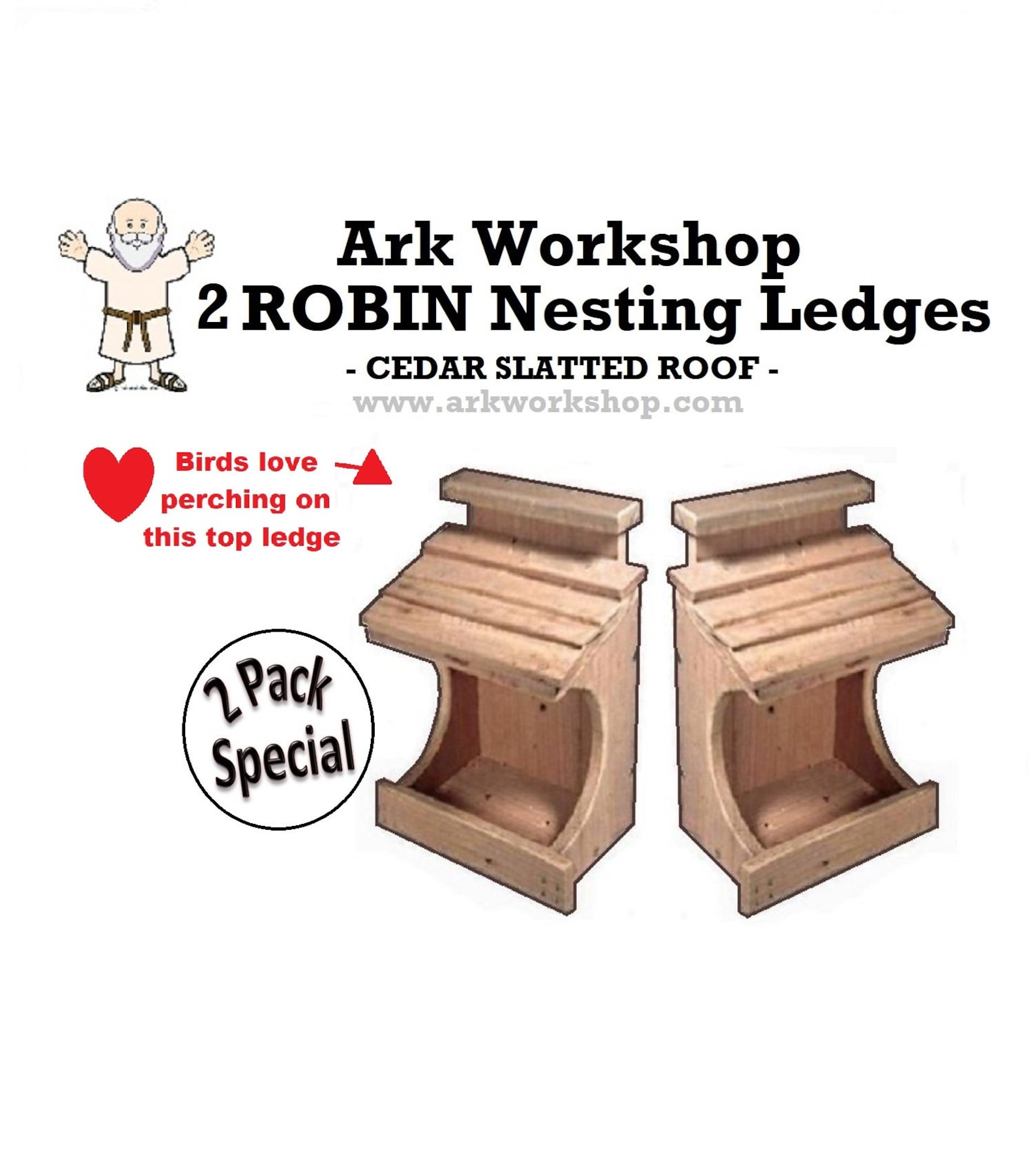 Ark Workshop 2 PACK Cedar Robin House Nesting Ledge Shelf - Etsy