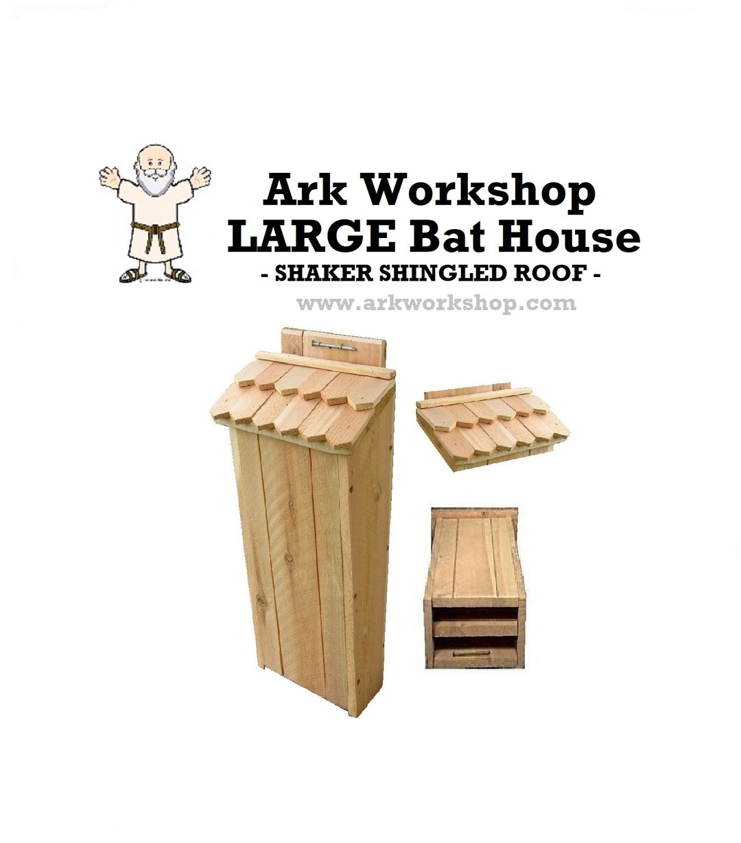Ark Workshop LARGE Shingled Bat House Shelter Box Proven for Bat ...